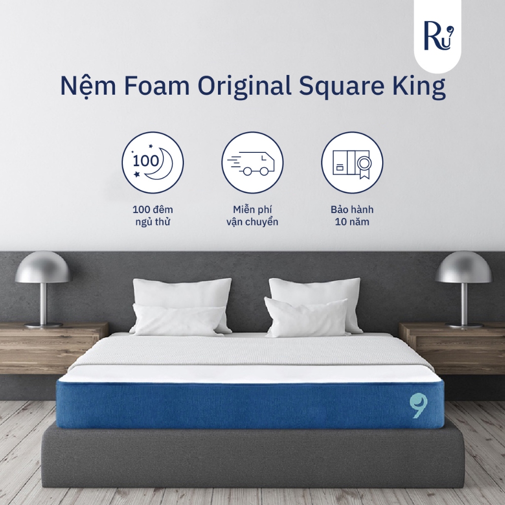 Nệm Foam Cao Cấp Ru9 Original 25cm - Trắng Xanh | 100 Đêm Ngủ Thử | 3 ...
