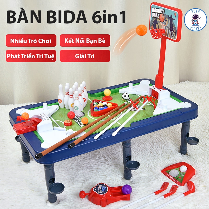 Bàn Bida Mini 6in1 Bộ Đồ Chơi Board Game Billiard / Bóng Rổ / Bóng Đá ...