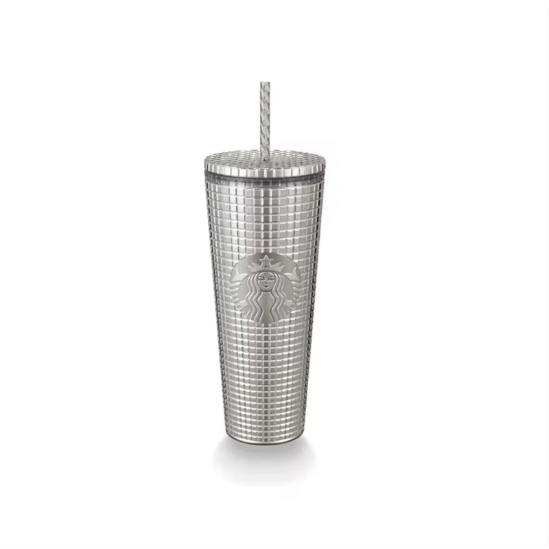 Ly Starbucks Cold Cup 24Oz (710ml) Grid Metallic Silver | Shopee Việt Nam