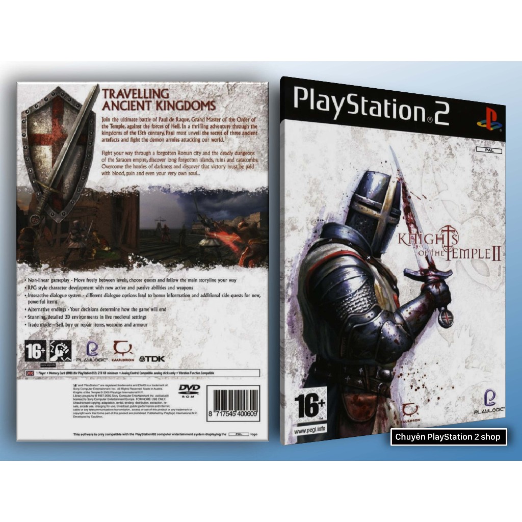 Đĩa game PS2, Knights of the Temple II (chạy và chém) cho máy PS2 ...