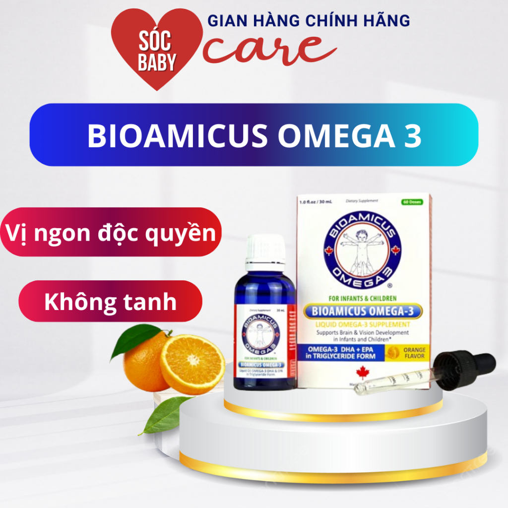 DHA Bioamicus Omega 3 Tinh Khiết Không Tanh vị cam cho trẻ từ sơ sinh ...