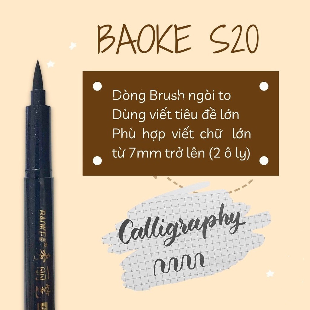 Bút viết thư pháp hán tự, CALLIGRAPHY, kanji Baoke S20 nét to - Mực đen ...