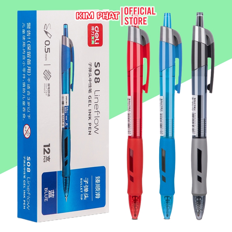 Bút bi nước, bút gel bấm văn phòng Deli S08 ngòi 0.5mm / Ruột thay thế S206 (1 Cây) | Shopee ...