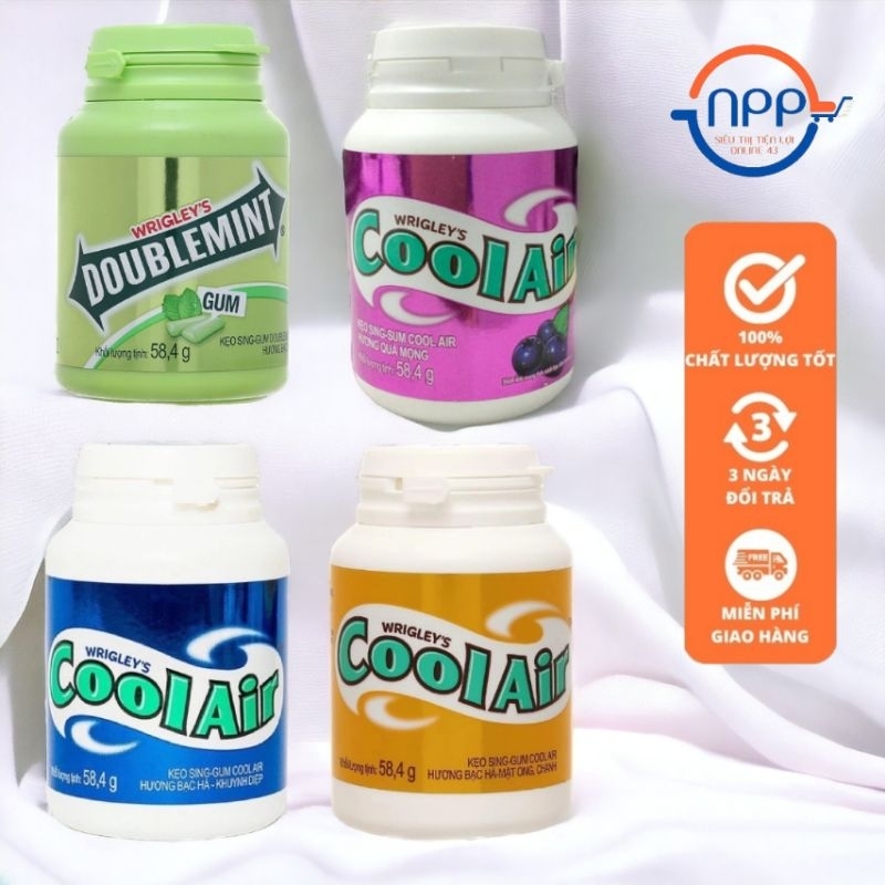 Kẹo Cao Su (Singum) CoolAir, Kẹo Doublemint hủ 58,4g (Khoảng 40 viên) | Shopee Việt Nam