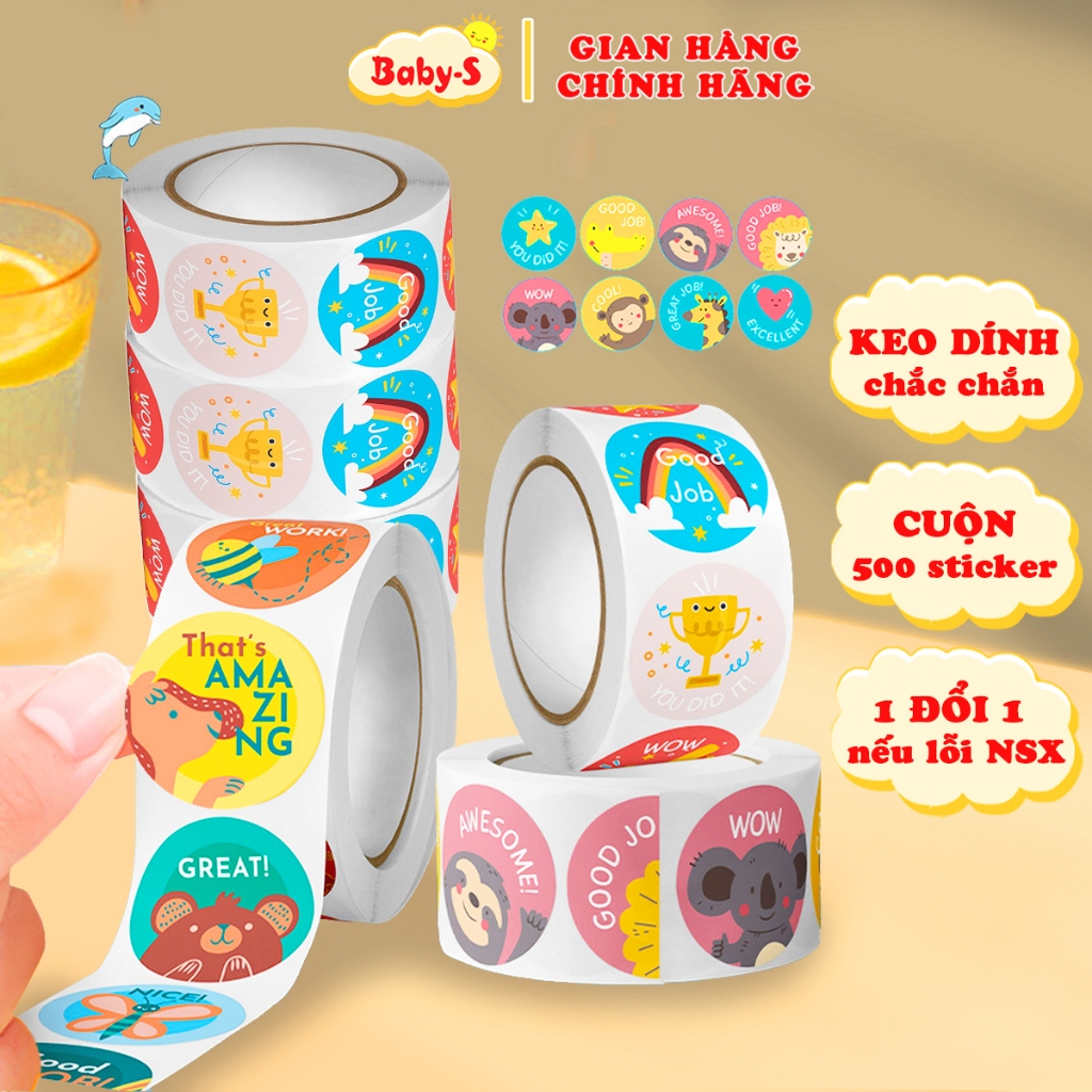 Cuộn Sticker Khen Thưởng Cho Bé Nhiều Hoạ Tiết Bắt Mắt Khích Lệ Việc ...