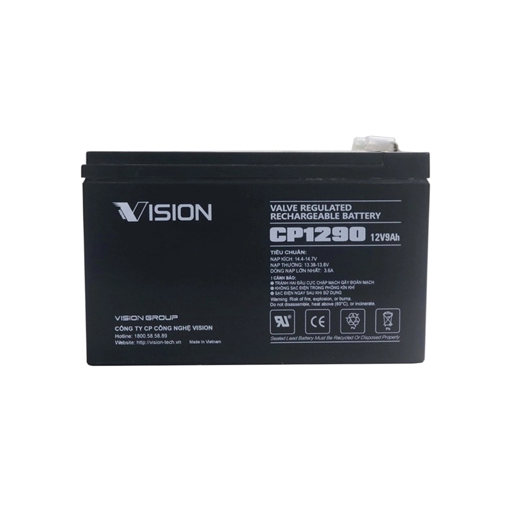 Ắc quy Vision 12v 9ah Cp1290 dành cho hệ thống UPS, đồ chơi trẻ em ...