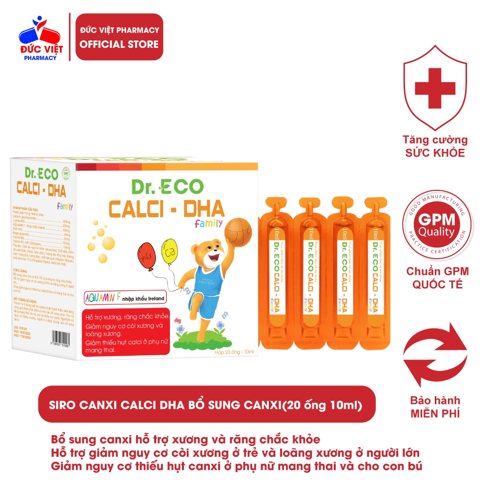 Siro canxi CALCI DHA bổ sung canxi, giảm nguy cơ còi xương, loãng xương,thiếu canxi hộp 20 ống ...