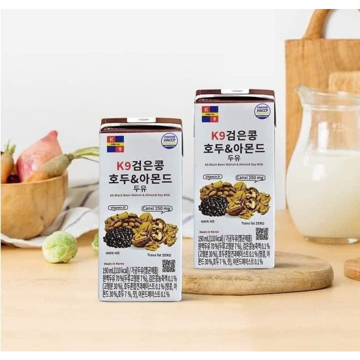 Sữa hạt (óc chó,hạnh nhân,đậu đen) K9 Hàn Quốc 190ml*16 | Shopee Việt Nam