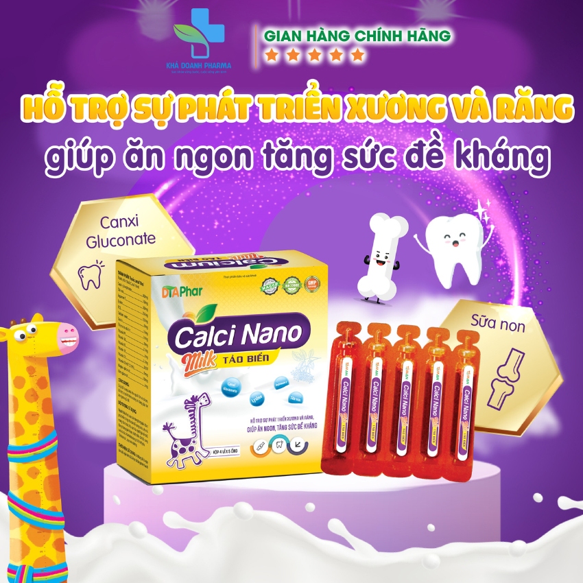 Dung dịch uống bổ sung canxi Calci Nano Milk Tảo Biển hộp 20 ống | Shopee Việt Nam