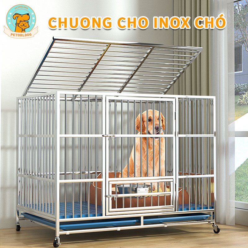 🐱Petorldog🐶 chuồng chó inox 100% hàng dày đủ size có khay inox vệ sinh ...