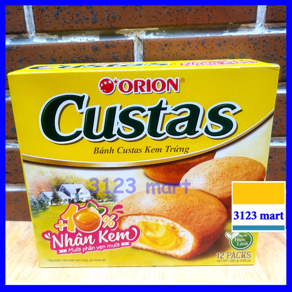 (hsd 01/2025) Bánh CUSTAS Nhân kem trứng/ cốm, hộp lớn 12 cái. | Shopee ...