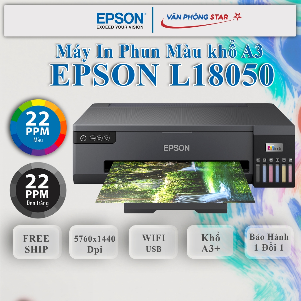 Máy in phun màu Epson L18050 khổ A3 . Máy in không dây Wifi, in ảnh chính hãng Epson bảo hành 12 ...