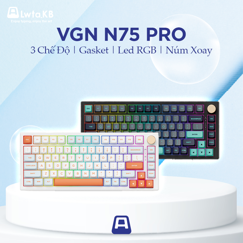 [SẴN HÀNG] Bàn Phím Cơ Không Dây VGN N75 PRO | 3 Mode | Hotswap | Núm Xoay | Led RGB | Shopee ...