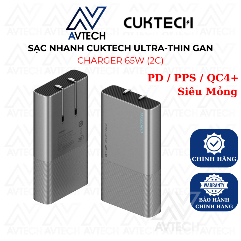 Củ Sạc Nhanh Cuktech 65w 2 Cổng C Ultra Slim PD/PPS/QC4.0+ AC65B2 - HÀNG CHÍNH HÃNG | Shopee ...