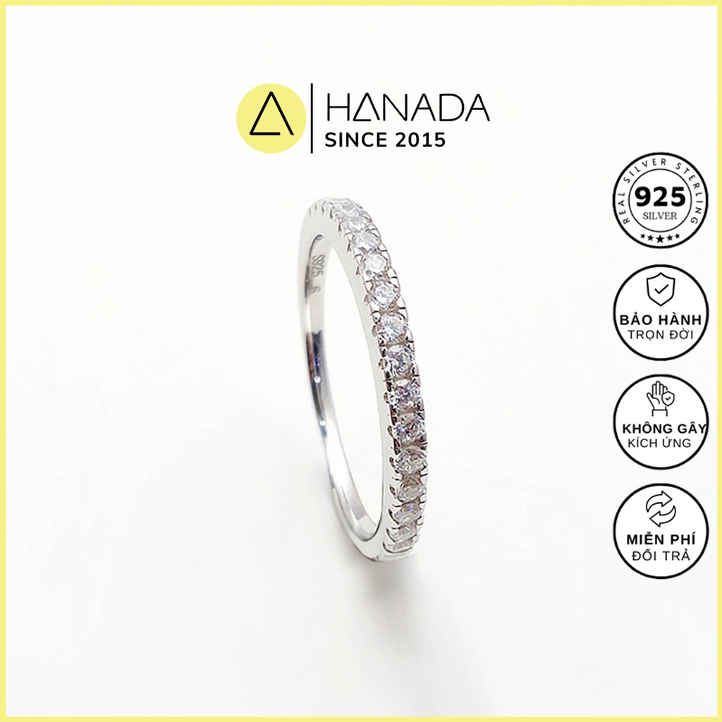 [BẠC 925-BH TRỌN ĐỜI] Nhẫn Nữ Bạc 925 Nửa Vòng Đá Đá Lấp Lánh Đơn Giản Hanada 0731 L12 | Shopee ...