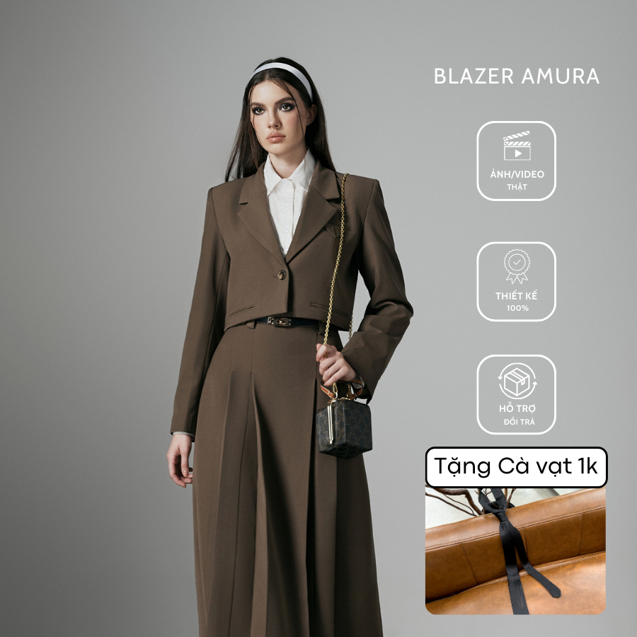 Áo Blazer Croptop Amura, tay dài, áo 2 lớp có đệm vai | the tendy ...