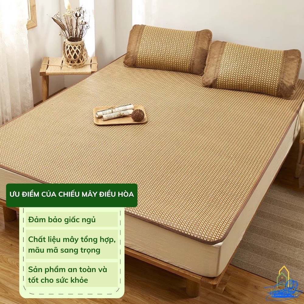 Chiếu Điều Hoà Sợi Mây Lót Lụa Cao Cấp Chiếu Có Chun Cài Góc Cao cấp ...