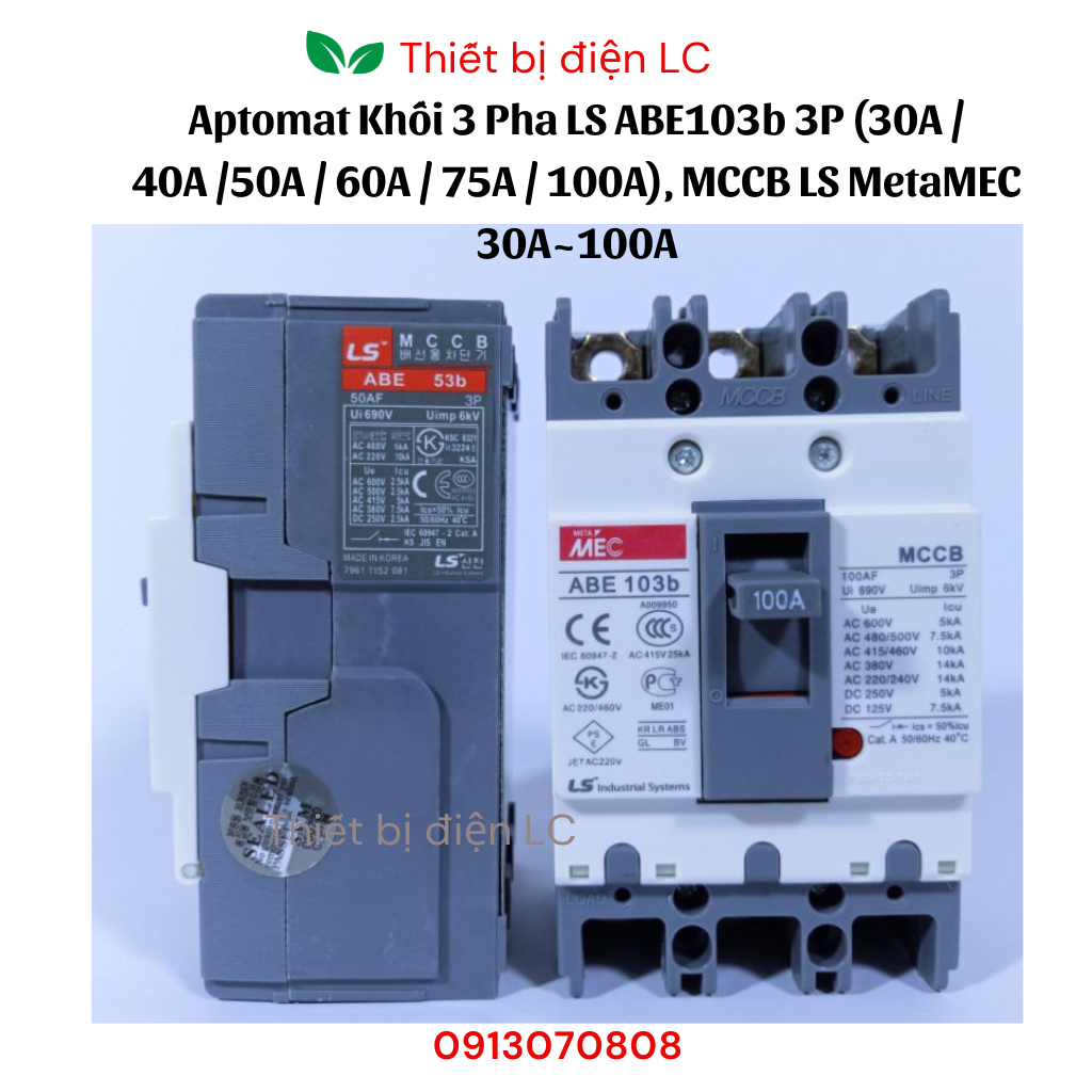Aptomat Khối 3 Pha LS ABE103b 3P (30A / 40A /50A / 60A / 75A / 100A ...