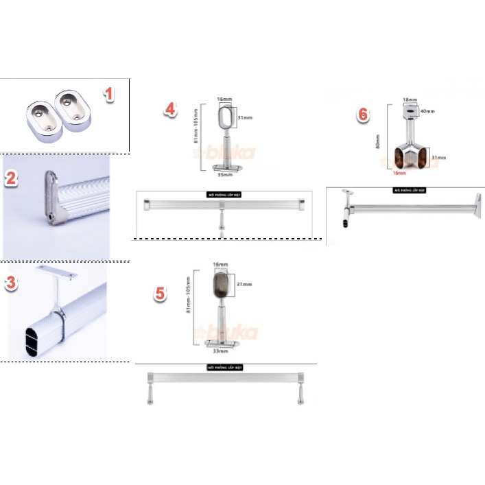 Bas đỡ thanh treo quần áo có điều chỉnh vị trí, bas suốt góc | Shopee Việt Nam