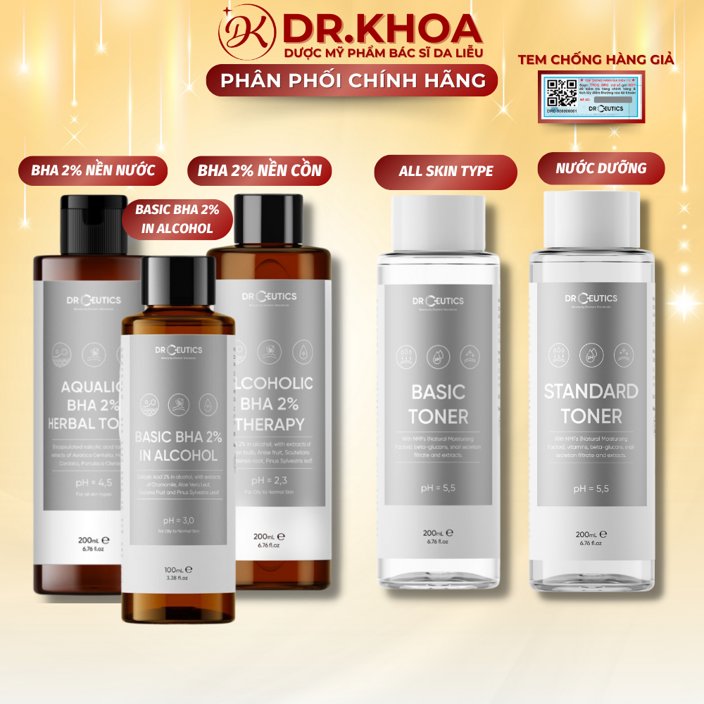 Toner Cân Bằng Da DrCeutics BHA 2%, Basic, Standrad 100ml / 200ml | Shopee Việt Nam