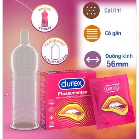 Bao cao su Durex Pleasuremax có gân nổi và gai 3 cái/ hộp | Shopee Việt Nam