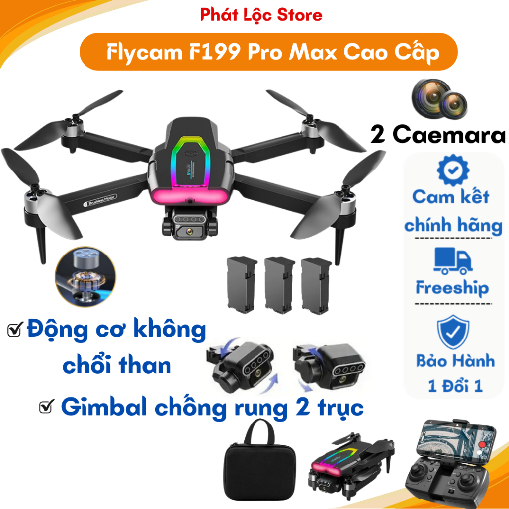 Playcam Mini F199 Pro Max Cảm Biến Tránh Vật Cản, Máy Bay Flycam 4k ...