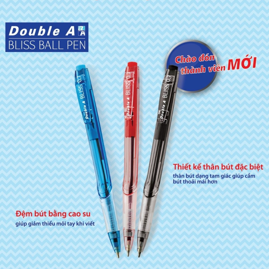 HOT NEW! Hôp 12 cây Bút Bi BLISS 0.7mm chính hãng Double A, Thân Bút ...