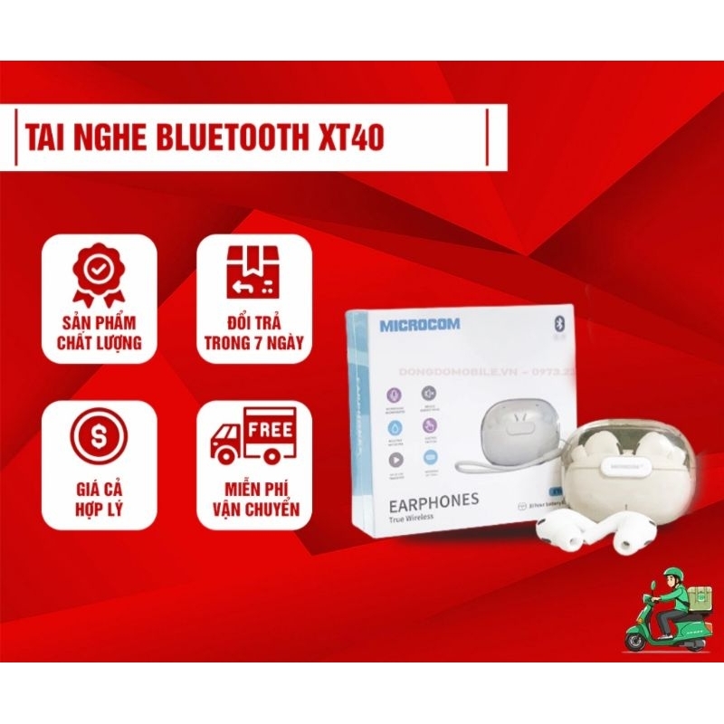 Tai nghe Bluetooth microcom xt40 tại nghe không dây chất lượng giảm tiếng ồn pin bền | Shopee ...