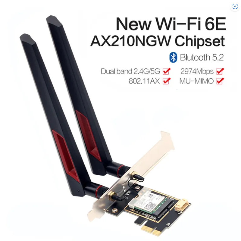 Card wifi Intel AX210 wifi 6 2 râu băng tần 2.4, 5, 6 GHz Bluetooth 5 ...