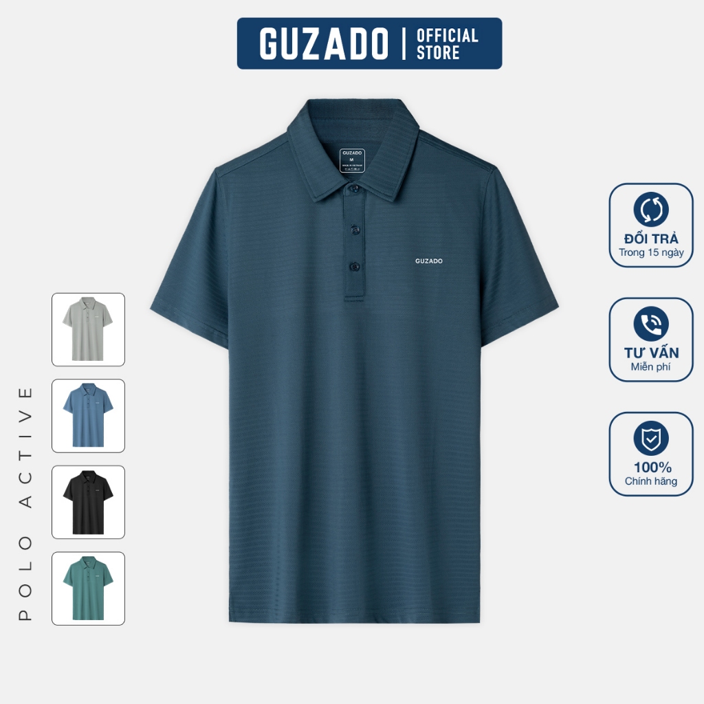 Áo Thun Polo Nam Cổ Gập GUZADO Mẫu Trơn Basic Vải Coolmax Thể Thao Thoáng Mát, Co Giãn Tốt GPL01 ...