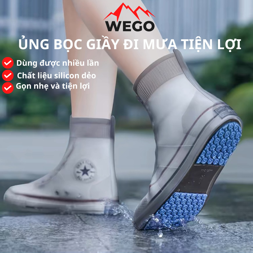Ủng đi mưa, bọc giày Silicon đàn hồi đi mưa 2 đế ma sát tốt chống trơn ...