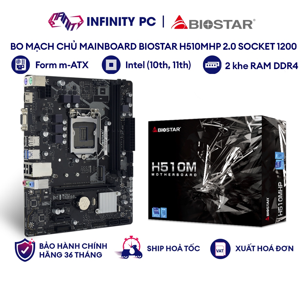 Bo mạch chủ Mainboard BIOSTAR H510MHP 2.0 Socket 1200, Intel (10th ...