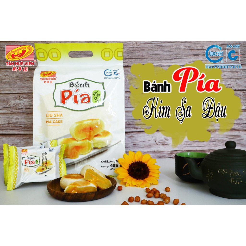 Bánh pía kim sa đậu xanh mini tân huê viên 12 bánh | Shopee Việt Nam