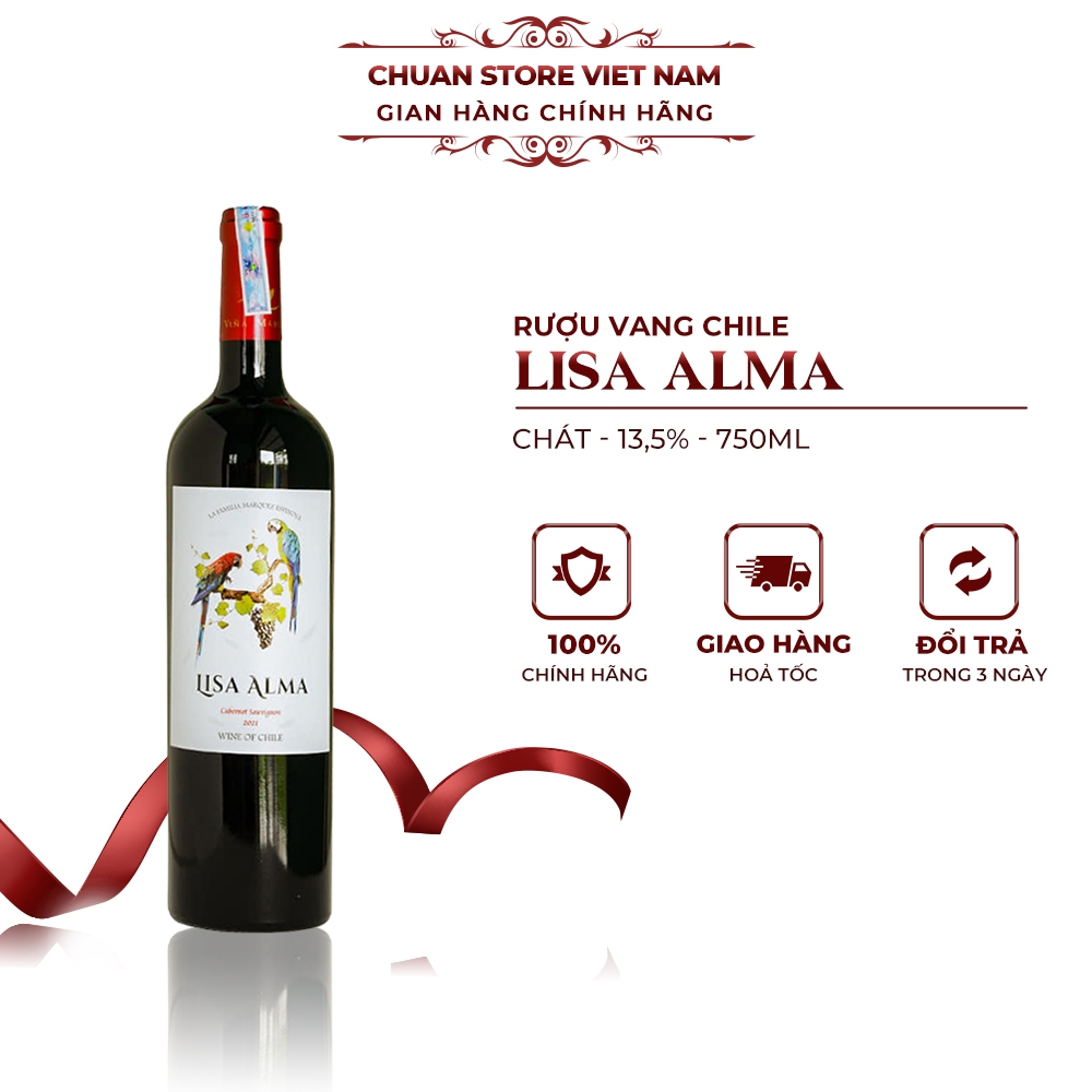 Rượu vang đỏ Chile chát Lisa Alma 13,5% chai 750ml nhập khẩu chính hãng ...