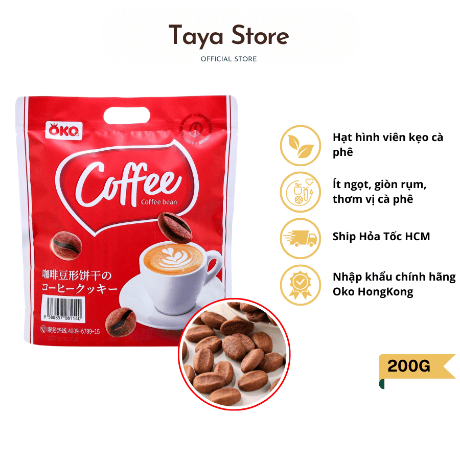 Bánh Quy Cà Phê Oko Hong Kong Coffee Bean Gói 200g | Shopee Việt Nam