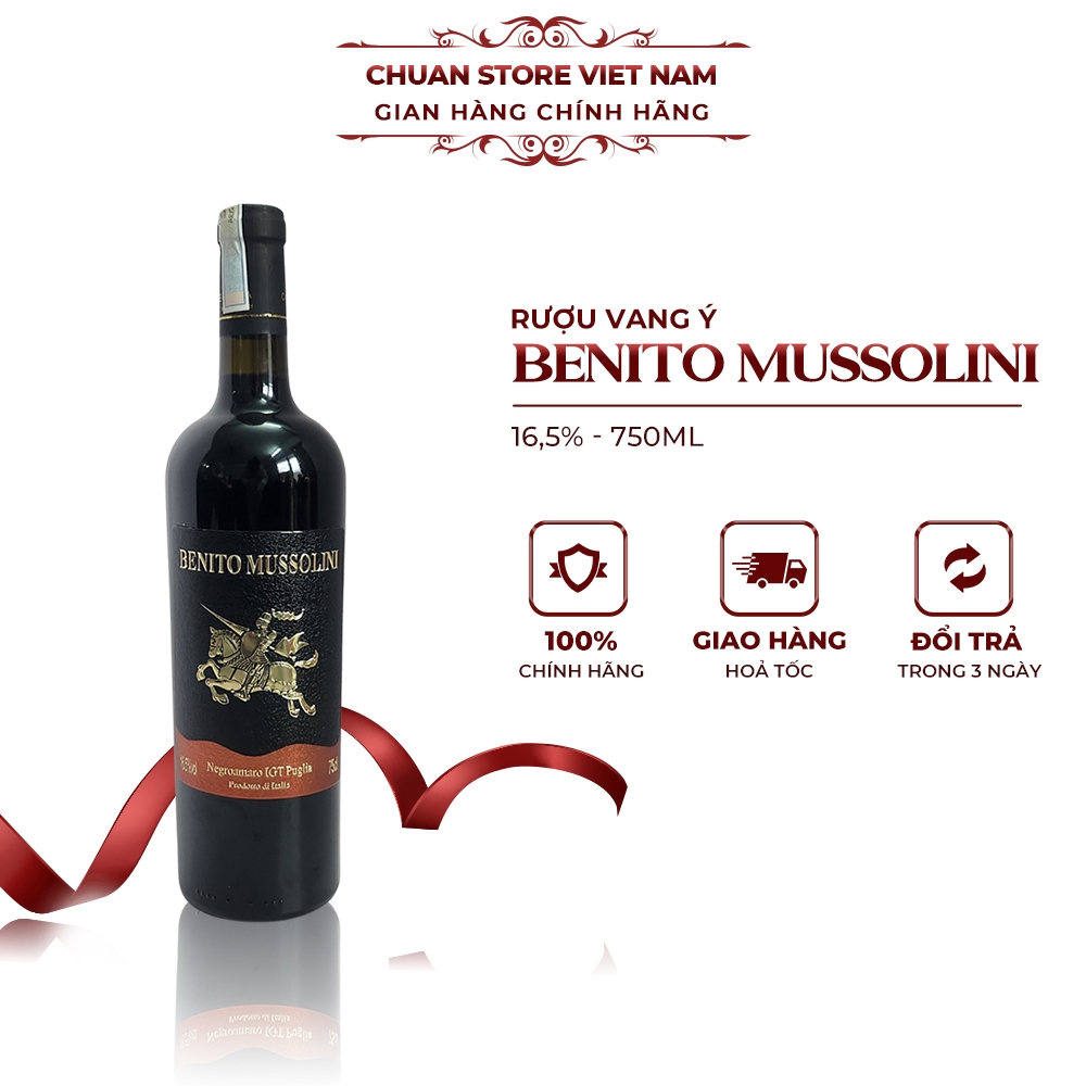 Rượu vang Ý cao cấp Benito Mussolini Negroamaro 16,5% chai 750ml nhập ...