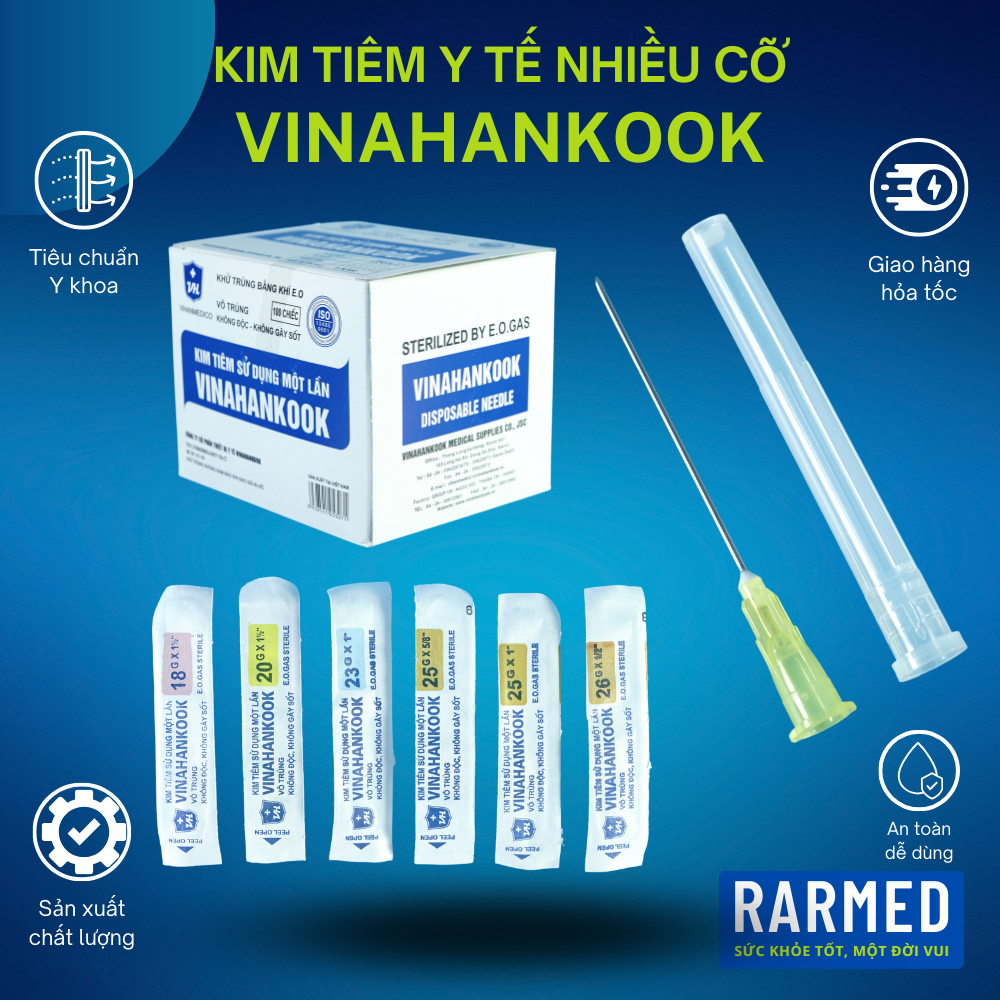 Đầu kim tiêm y tế VINAHANKOOK cho bơm tiêm các loại - Cỡ 26G đến 18G ...