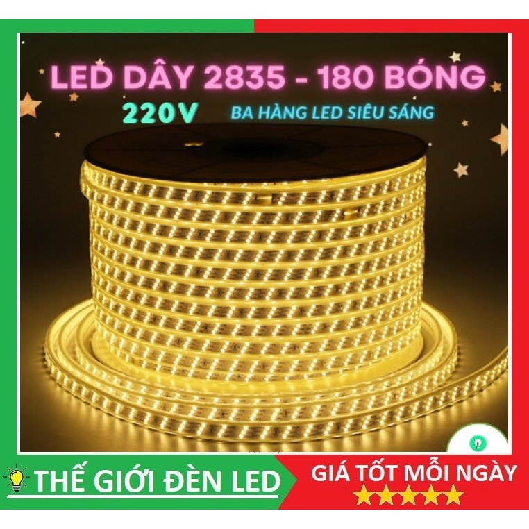 Cuộn 100M Dây LED 2835 loại 3 hàng 180 bóng led ánh sáng vàng, trắng ...