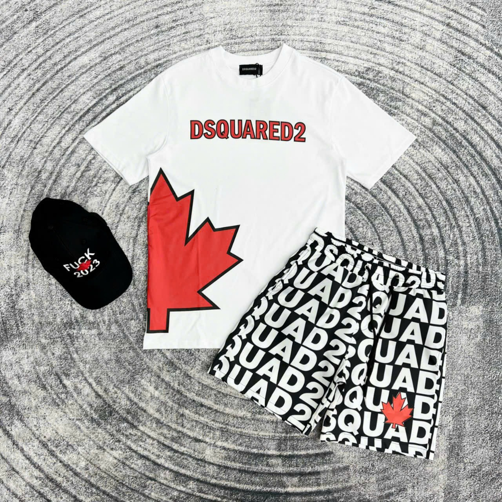 Bộ Phông DSQ2 Nam Nữ Lá Phong ĐỎ TO phối Chữ Dsquared Đỏ Chất Liệu ...