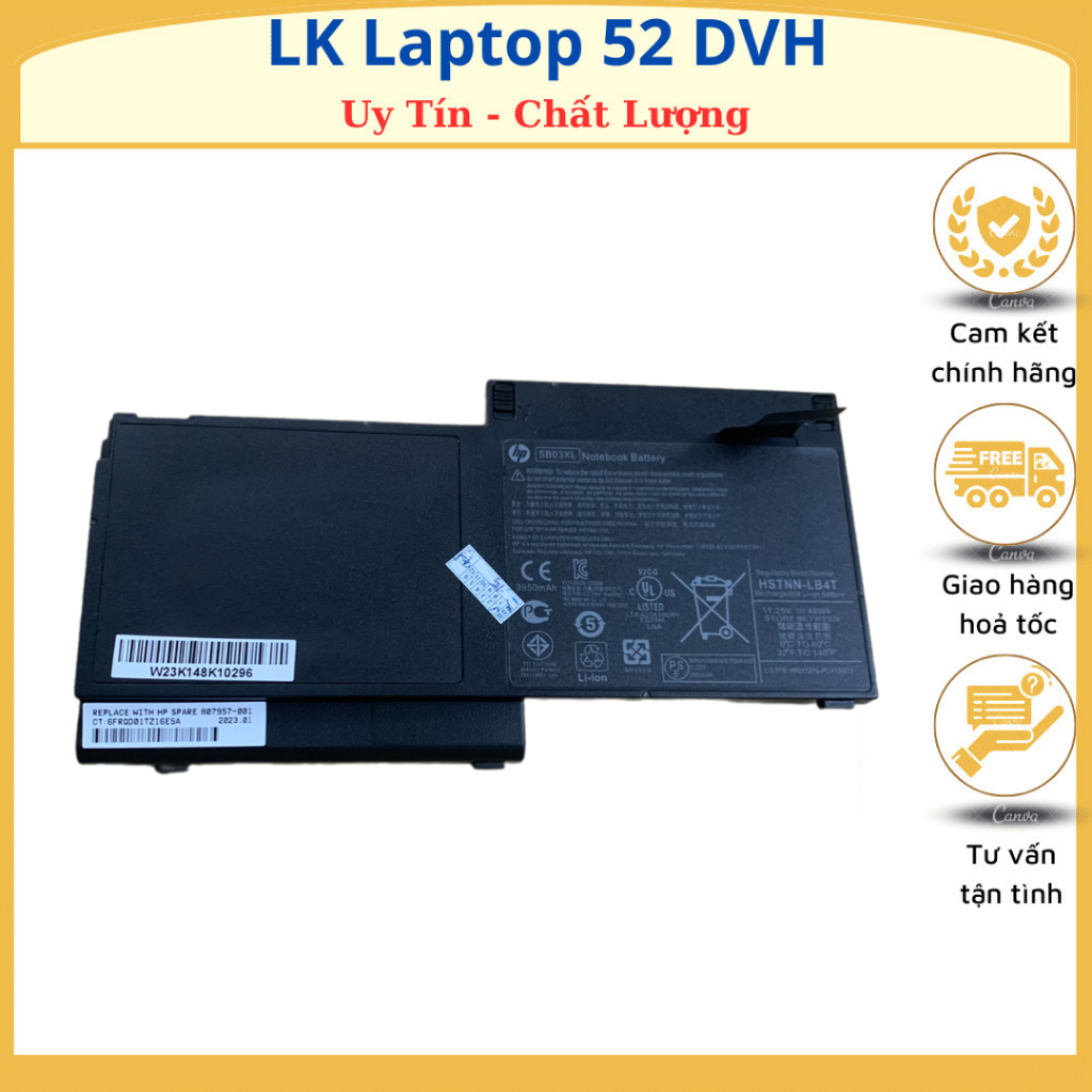 PIN HP 820 G1 SB03XL ZIN 3 CELL CHO HP Elitebook 820 G1, 820 G2, SB03XL ...