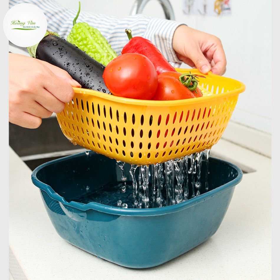Bộ thau rổ nhựa 6 món đựng rau củ nhà bếp tiện dụng | Shopee Việt Nam