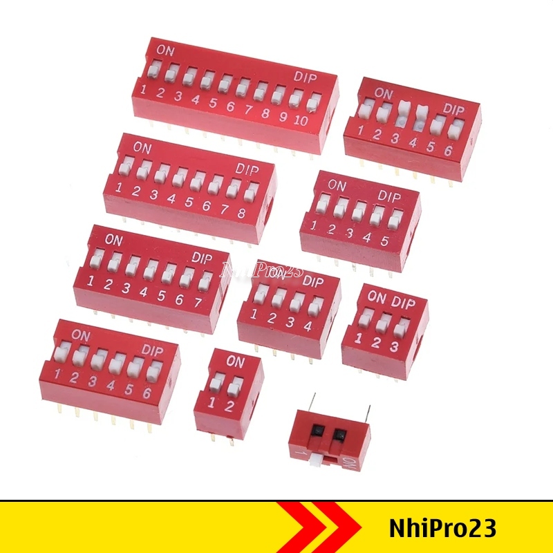 Công tắc gạt bit màu đỏ các loại swich gạt chọn bit các loại 2P 3P 4P 5P 6P 8P DIP Switch ...
