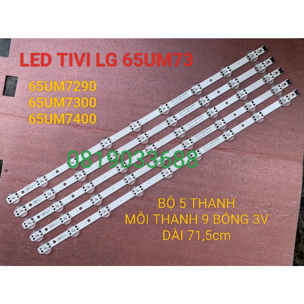 THANH LED TIVI LG 65UM7290 65UM7300 65UM7400 65UM7450 MỚI 100% BỘ 5 ...