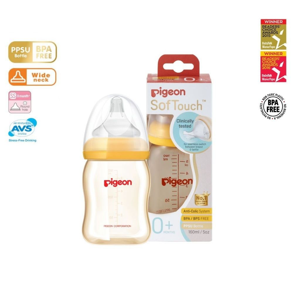 Bình Pigeon Softouch cổ rộng mới 160ml/240ml - nhựa PPSU an toàn, dễ dàng sử dụng - MiChi Store ...