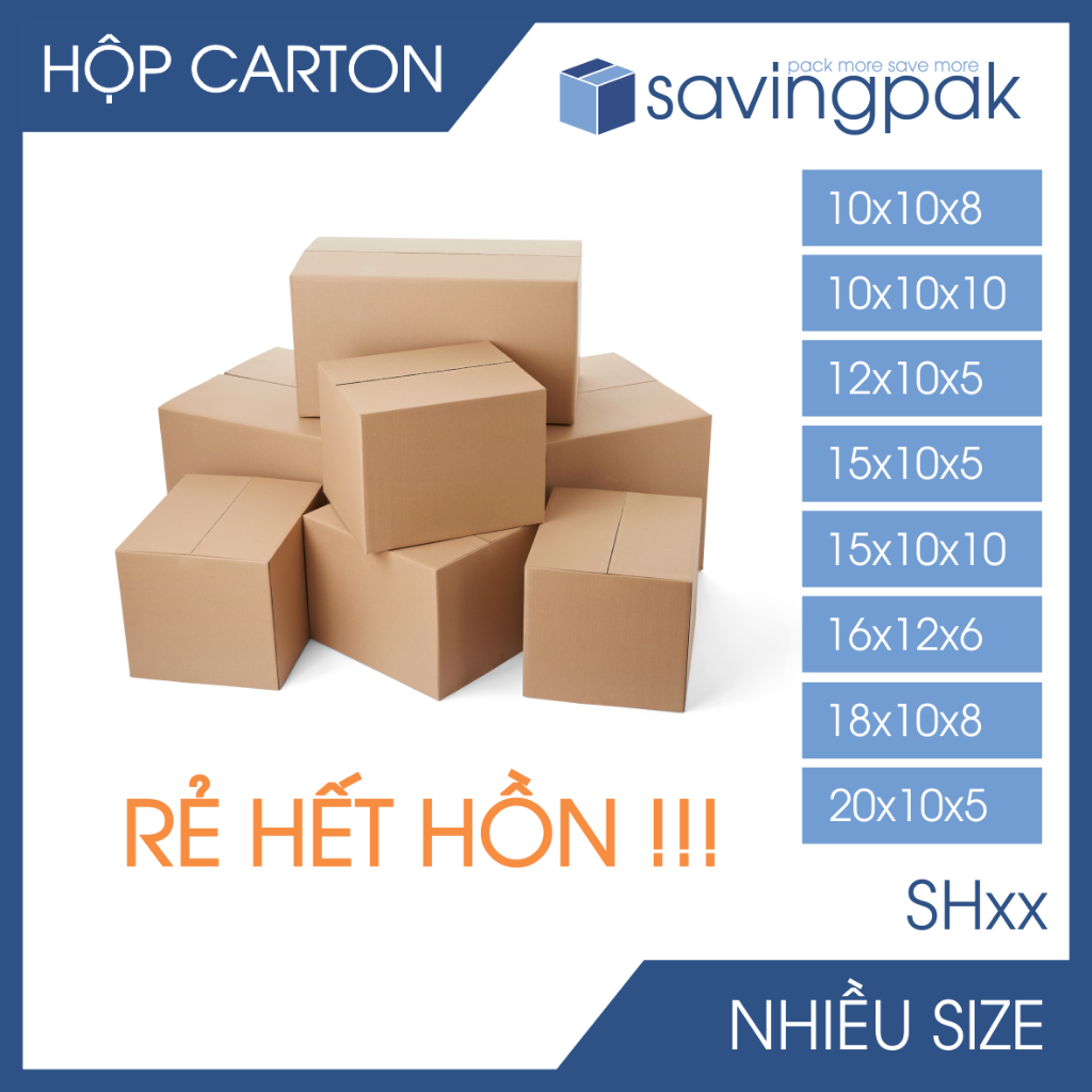 Combo 20 thùng hộp carton đóng hàng giá siêu rẻ - Nhiều size - 10x10x8 ...