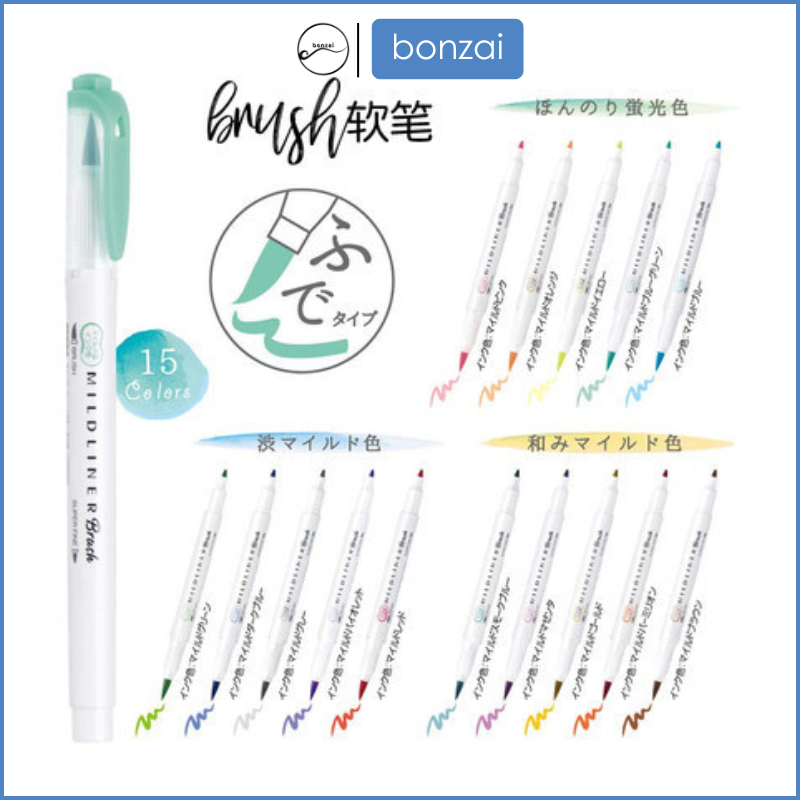 Bút đánh dấu 2 đầu ZEBRA Mildliner Brush Nhật Bản WFT8 (BRUSH cây lẻ) | Shopee Việt Nam