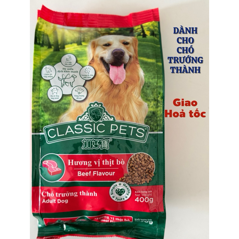 Thức Ăn Cho Chó Hạt classic pets 400g vị Bò Dành Cho Chó Lớn Trên 12 ...