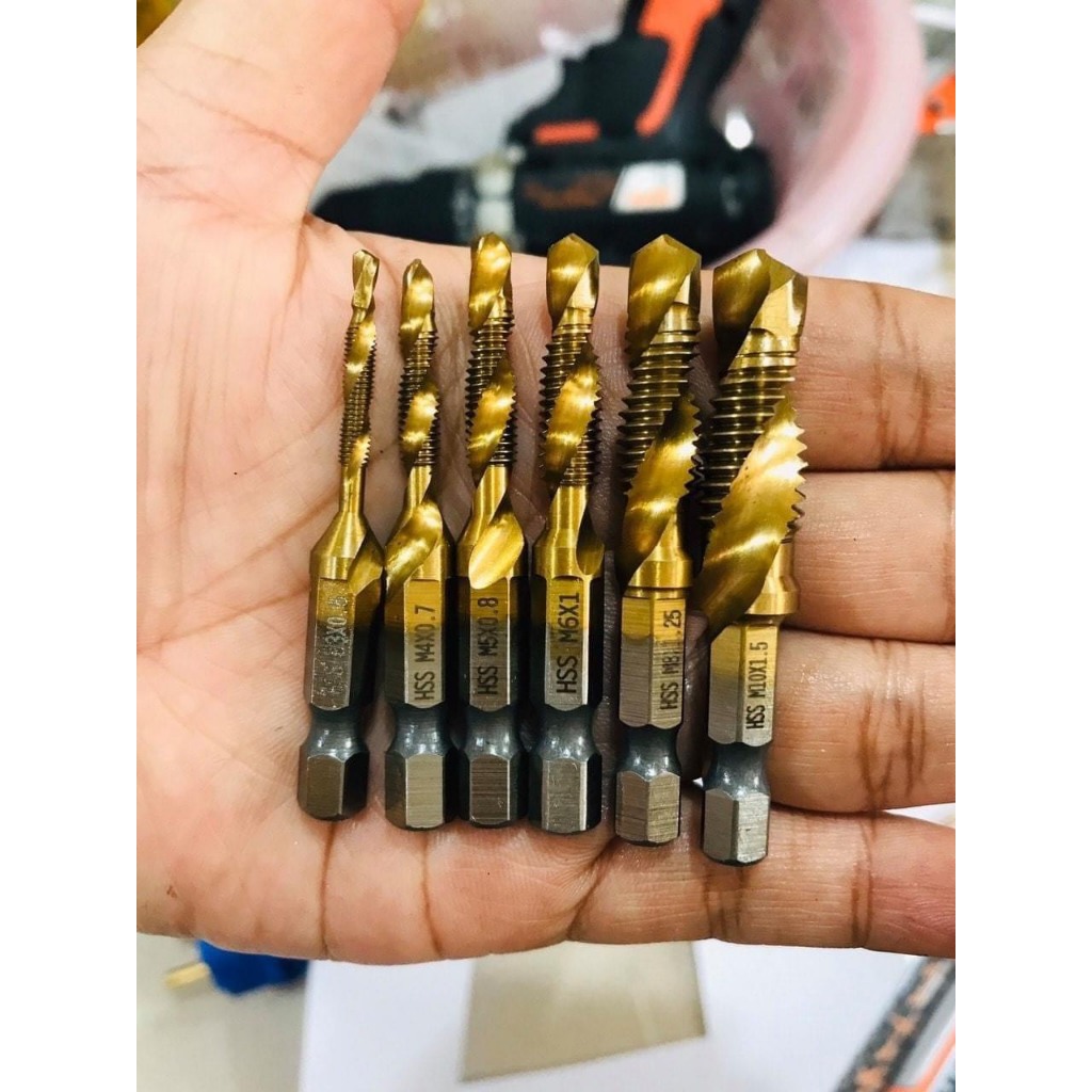 Bộ 6 mũi khoan taro ren M3 - M10 mạ titan | Shopee Việt Nam
