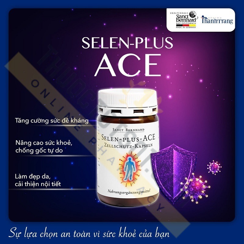 Viên uống tăng cường miễn dịch chống oxy hóa sáng da Selen Plus Ace lọ ...