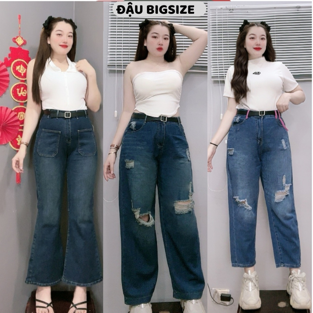 Các mẫu quần jeans bigsize nữ dáng dài chất mềm không co giãn cho nàng ...